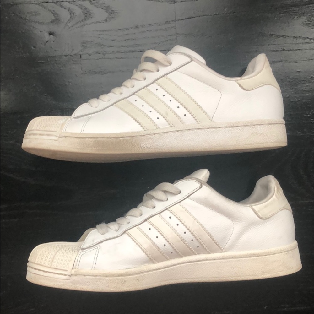 Adidas All Star Shell Toe Leather White Shoes - Gem